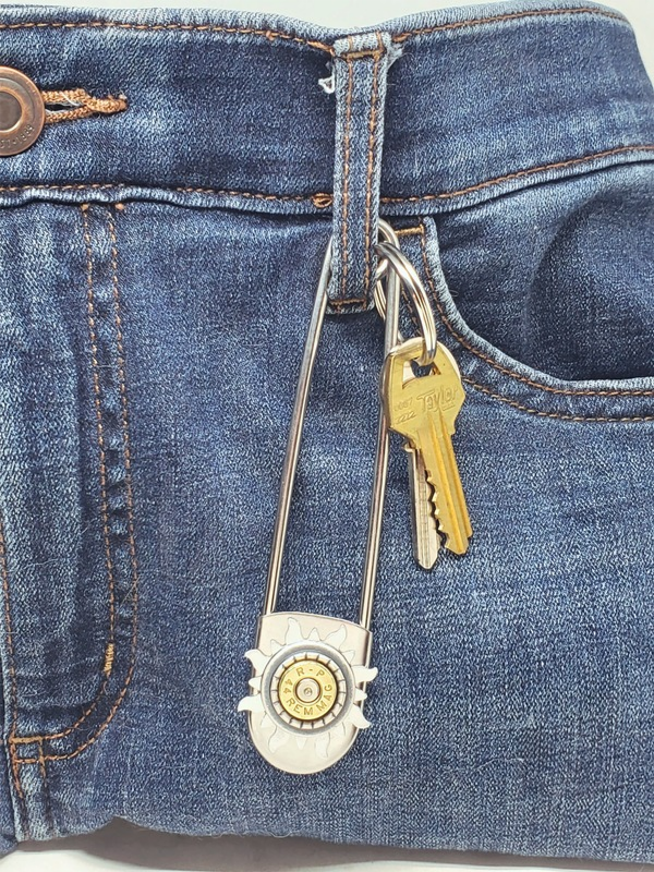 44 Magnum Bullet Jumbo Safety Pin Key Ring - SureShot Jewelry