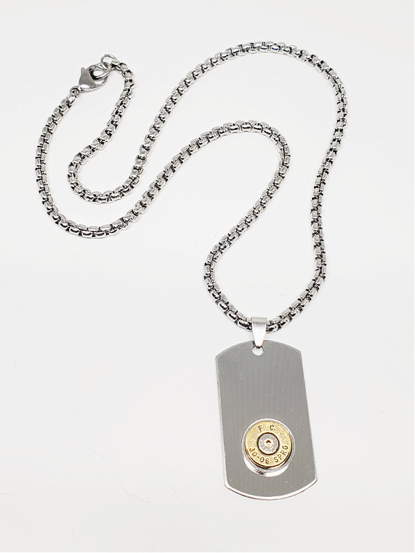 Large Stainless Steel Dog Tag Bullet Necklace from SureShot Jewelry