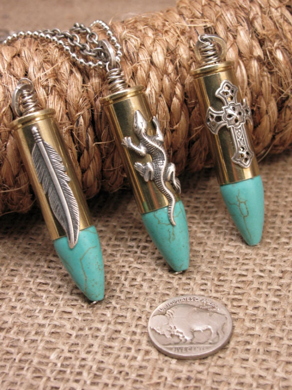 Turquoise Embellished Brass Bullet Multi-Chain Necklace – SureShot Jewelry